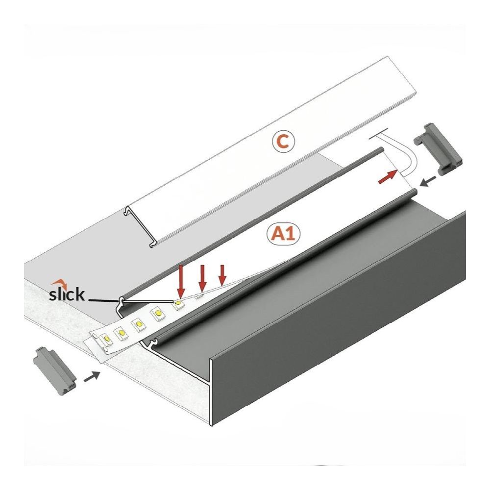 Profilé LED en bordure de placo pour éclairage vers le haut